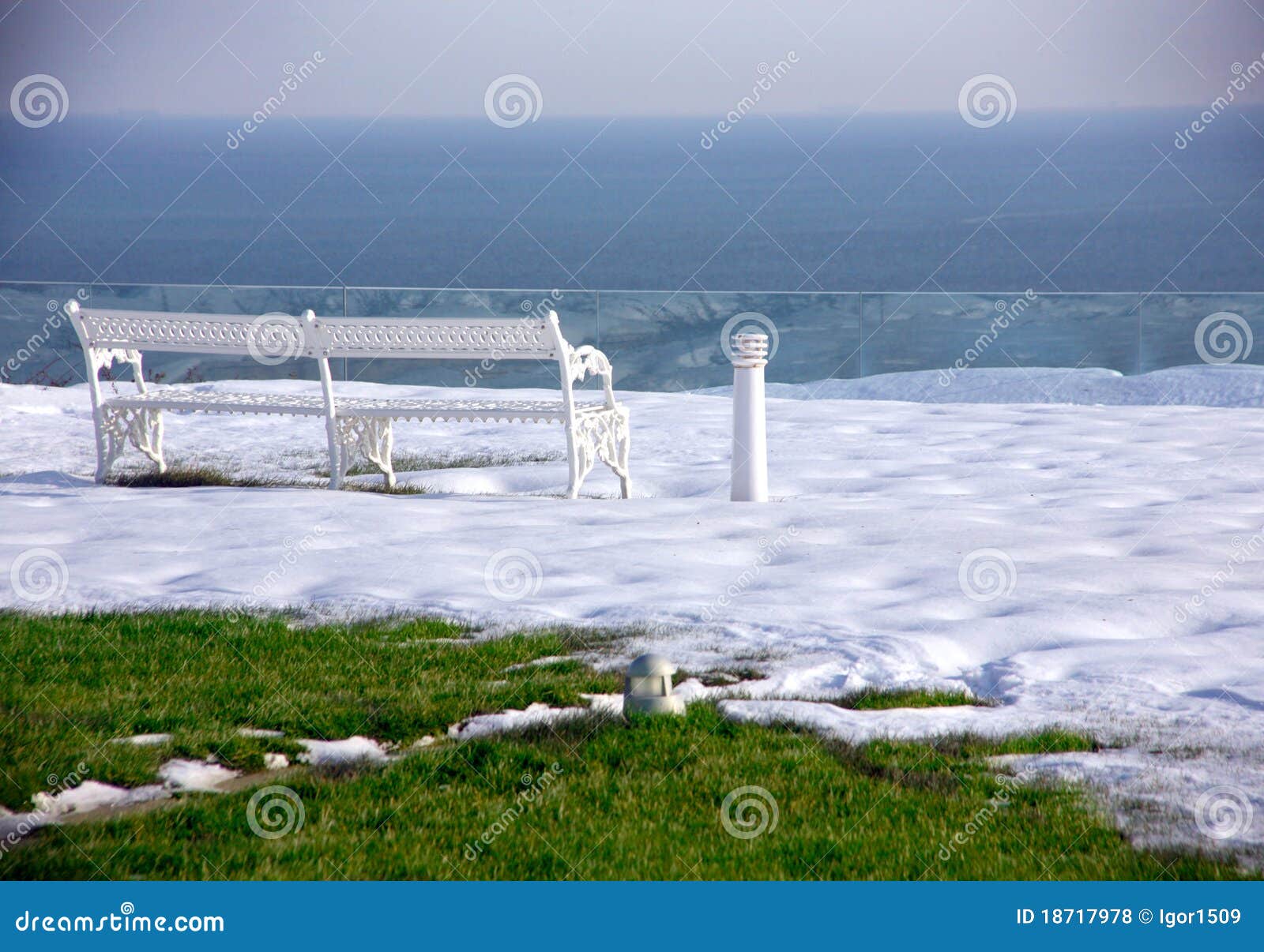 Winter Spring Season with Bench Stock Photo - Image of horizontal ...