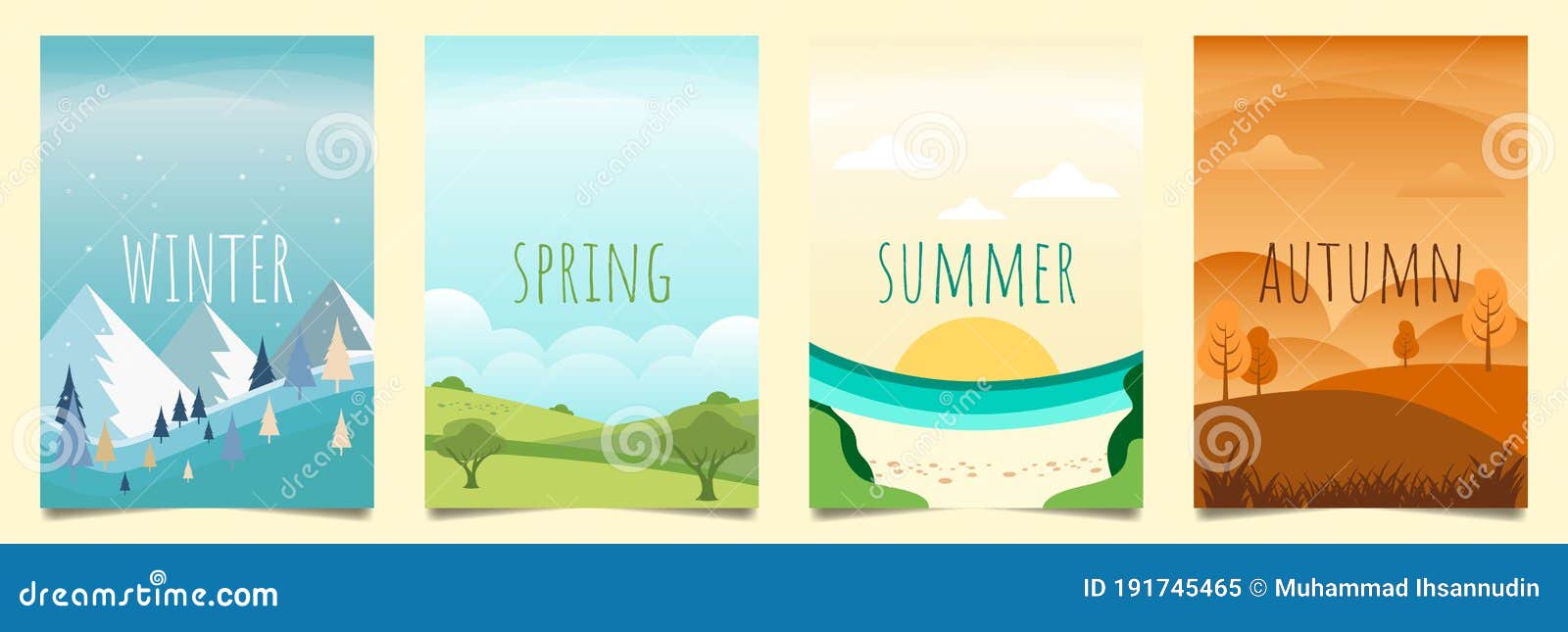 Flat Design, Illustration Set Season Element or Flowers Background ...