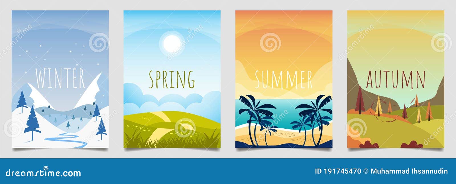 Flat Design, Illustration Set Season Element or Flowers Background ...