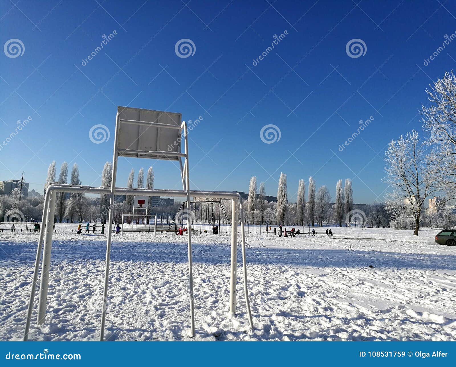 Winter stadium stock image. Image of snow, playing, sport - 108531759