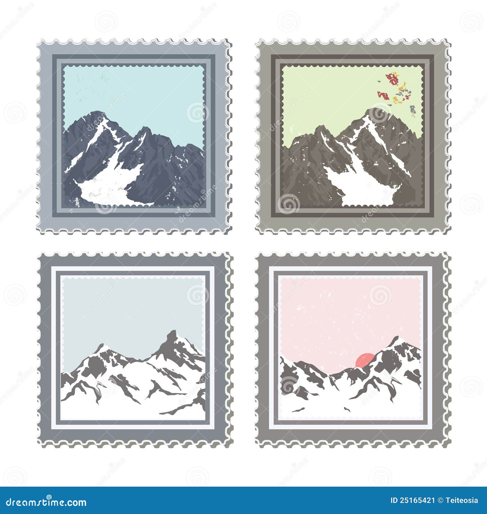 Winter stamps stock vector. Illustration of capped, retro - 25165421