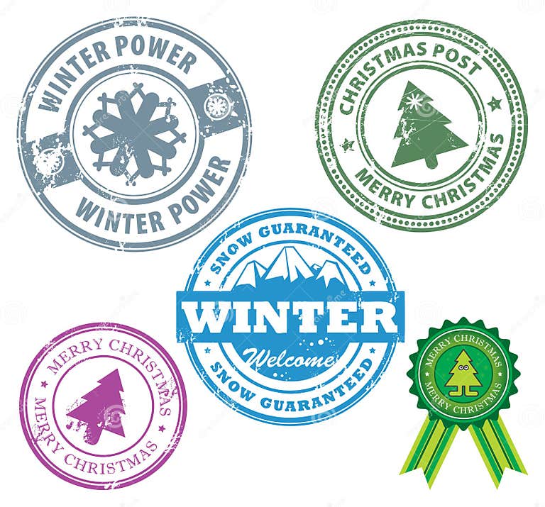 Winter stamps stock vector. Illustration of card, certificate - 25301635