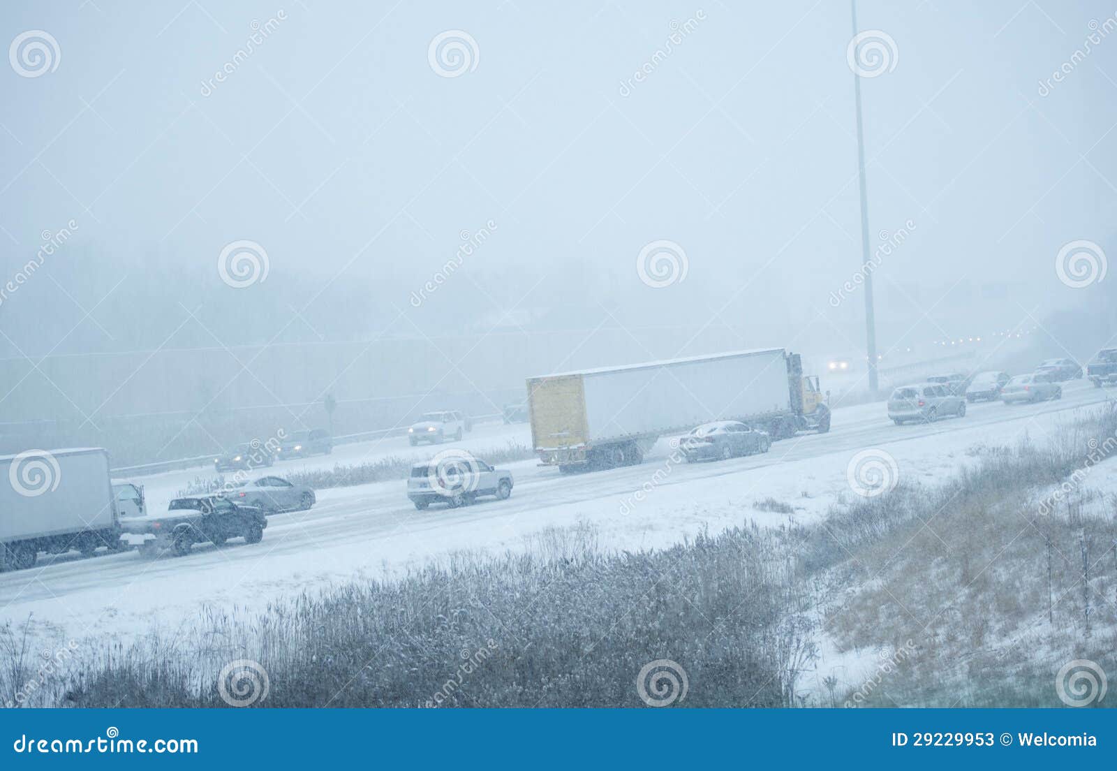 Winter Storm on Highway stock image. Image of urban, road - 29229953