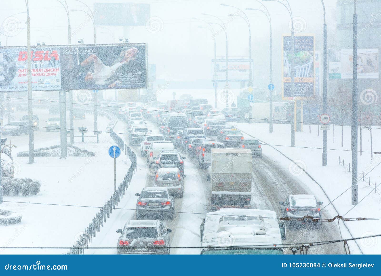 Winter storm traffic editorial stock image. Image of driving - 105230084