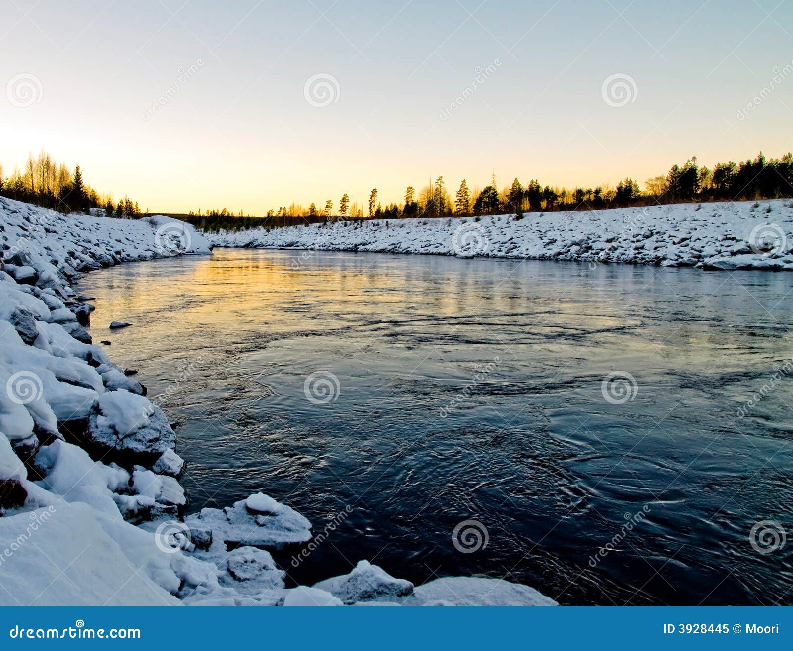 Winter stream stock image. Image of setting, stream, dusk - 3928445