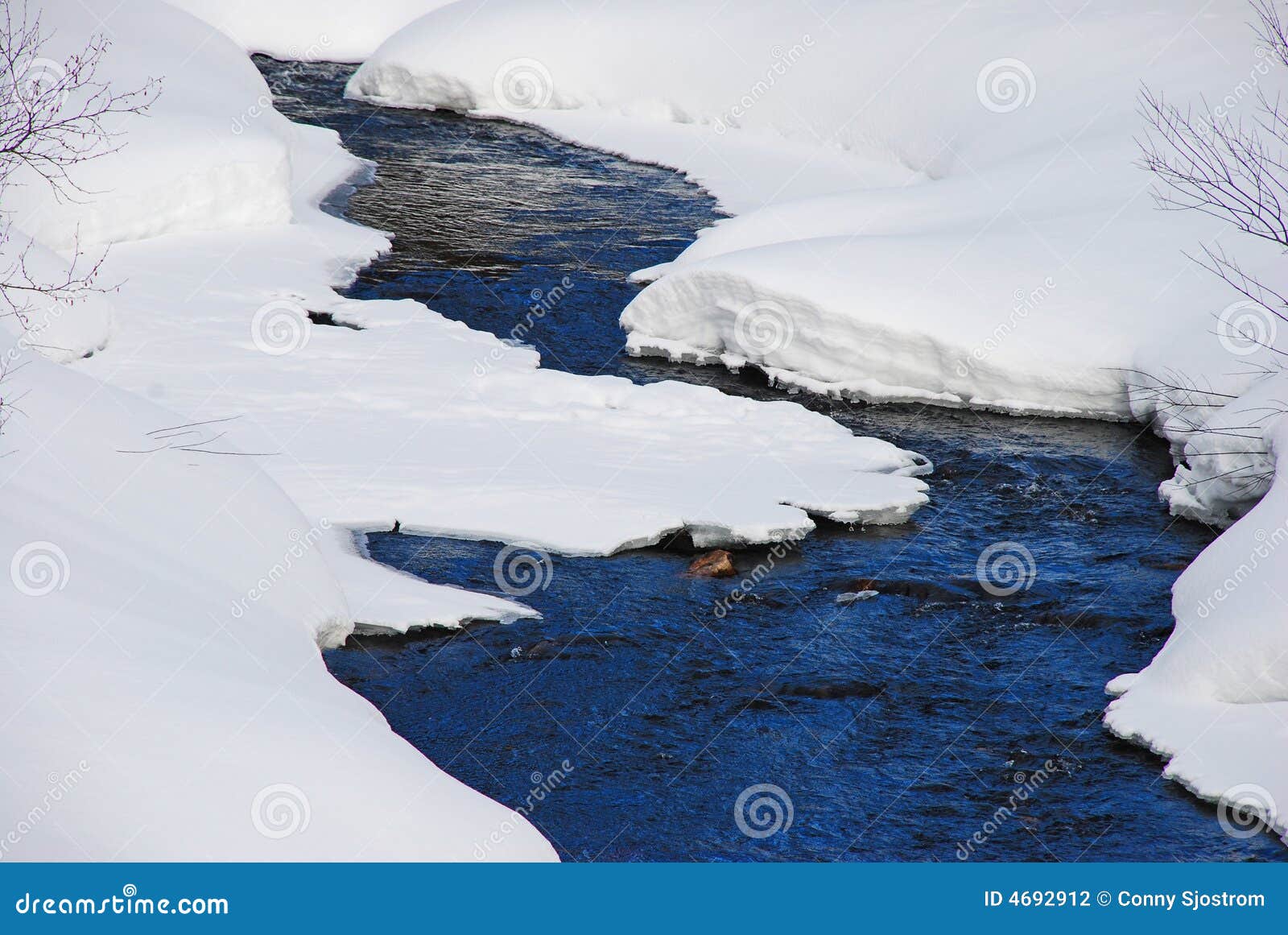 Winter Stream stock photo. Image of water, serene, covered - 4692912