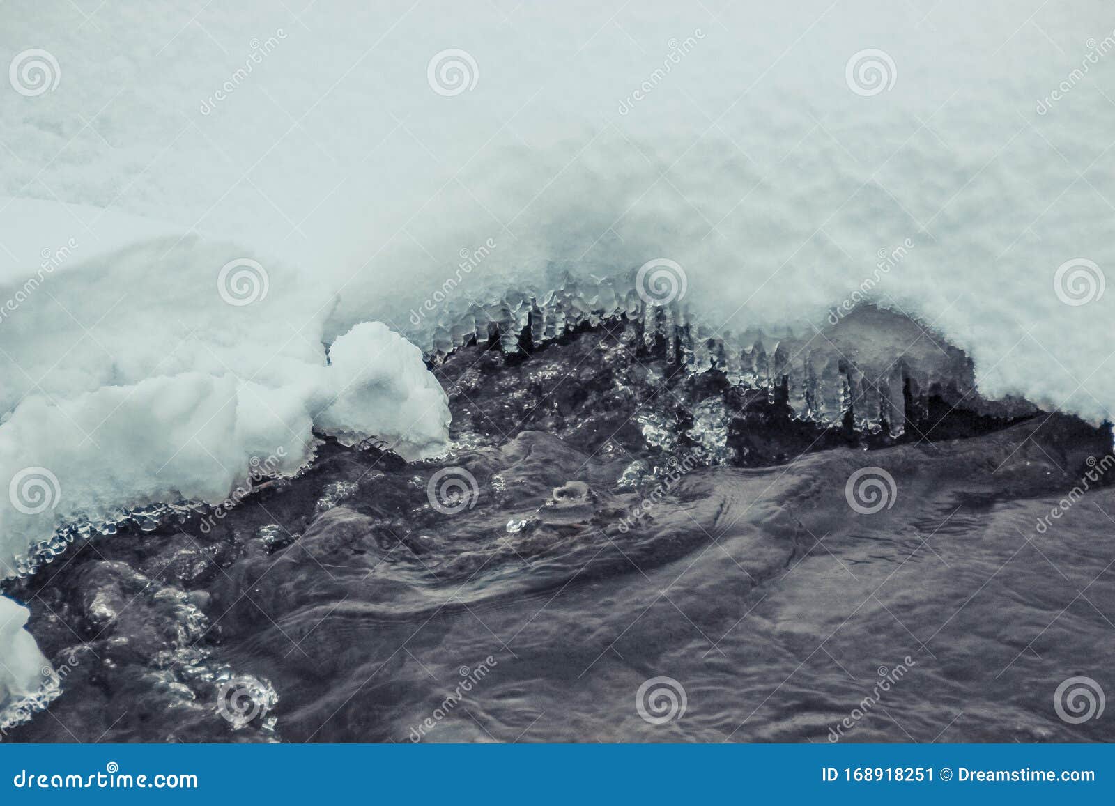 Winter Stream Breaks through the Snow Stock Image - Image of snowy ...