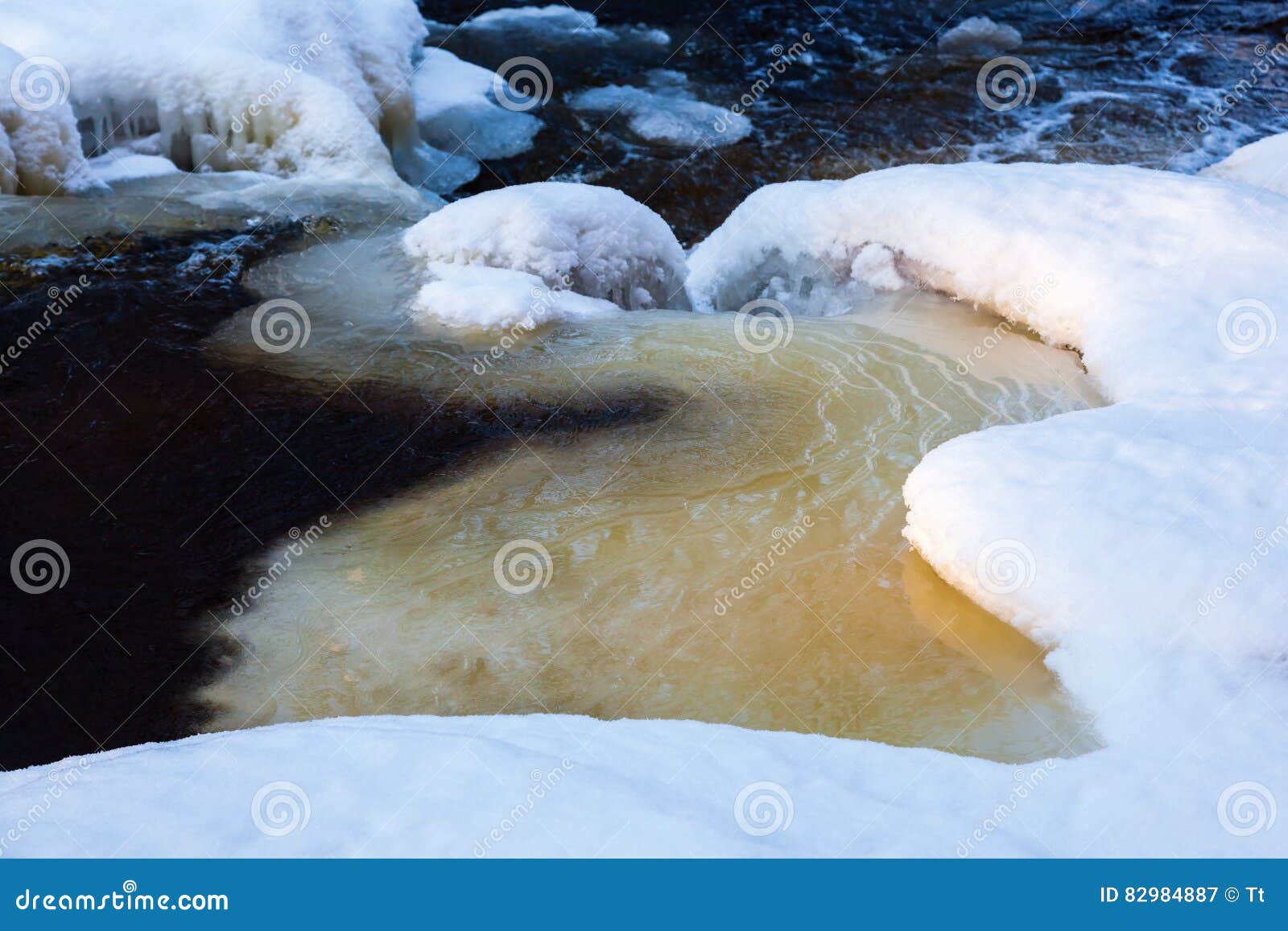 Winter stream stock image. Image of snowy, brook, freeze - 82984887