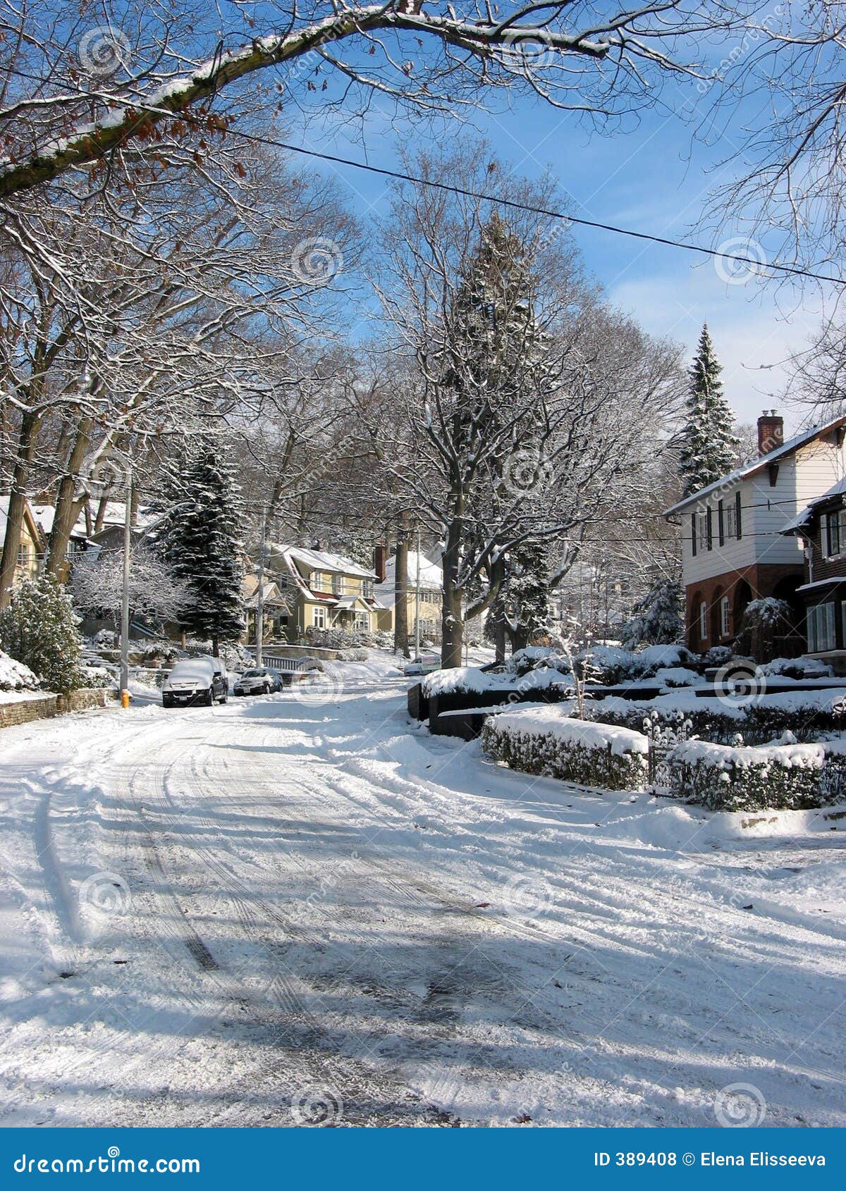 Winter street 1 stock photo. Image of city, town, houses - 389408