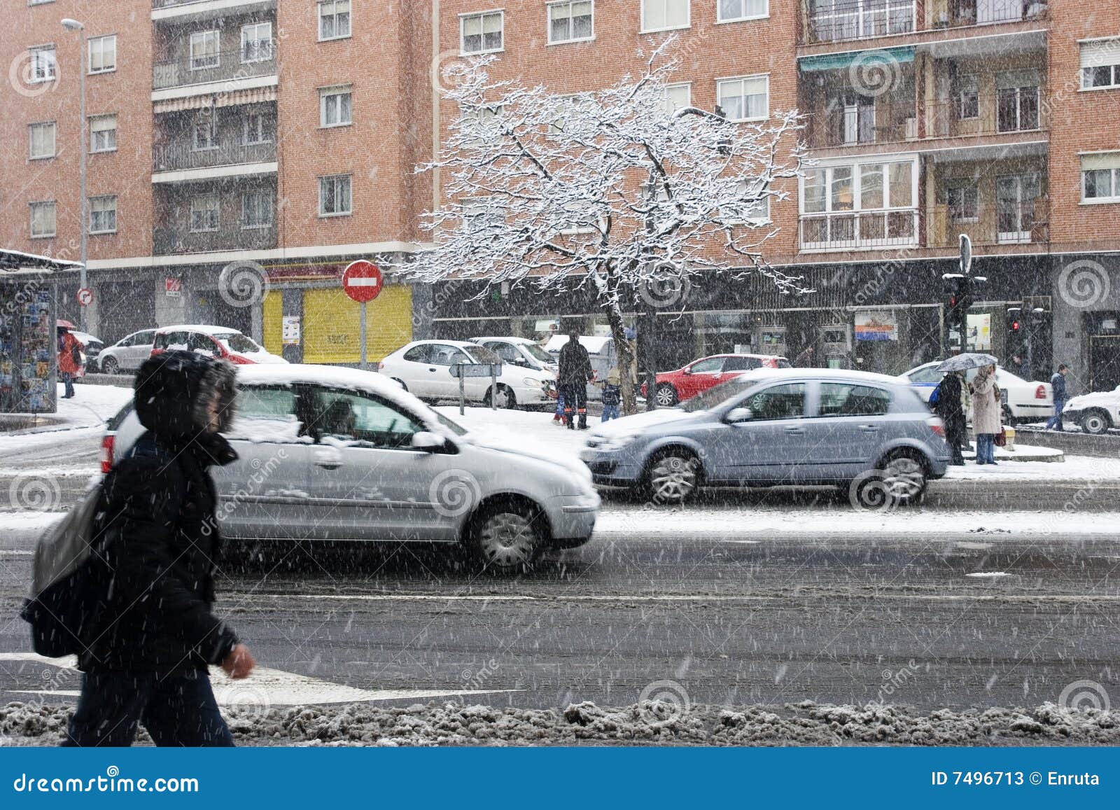 Winter street stock image. Image of road, winter, urban - 7496713