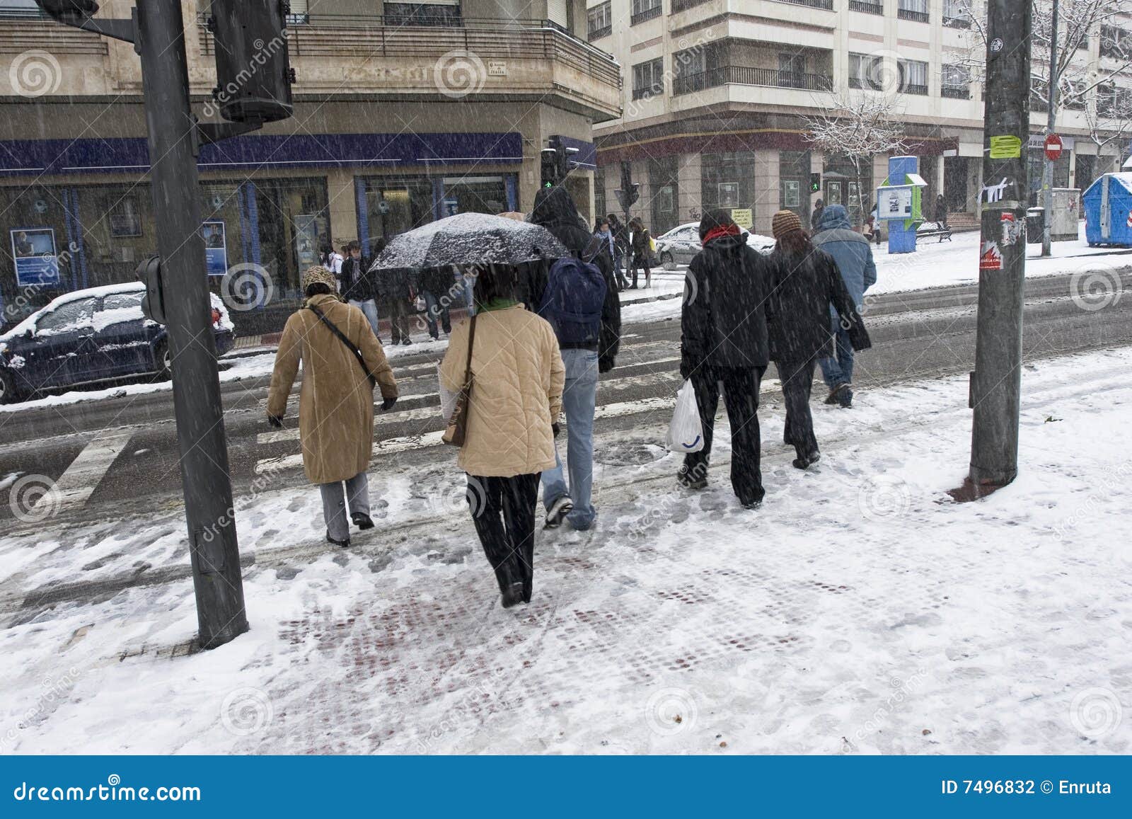 Winter street editorial photography. Image of winter, snowing - 7496832