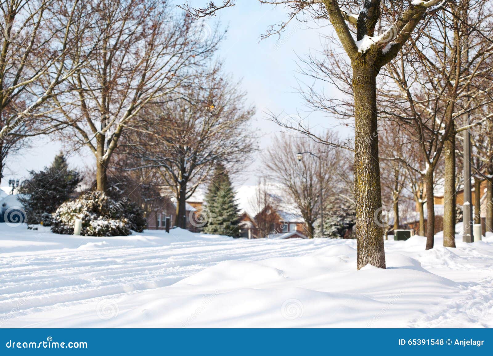 Winter Street of Small Town Stock Photo - Image of sunny, december ...