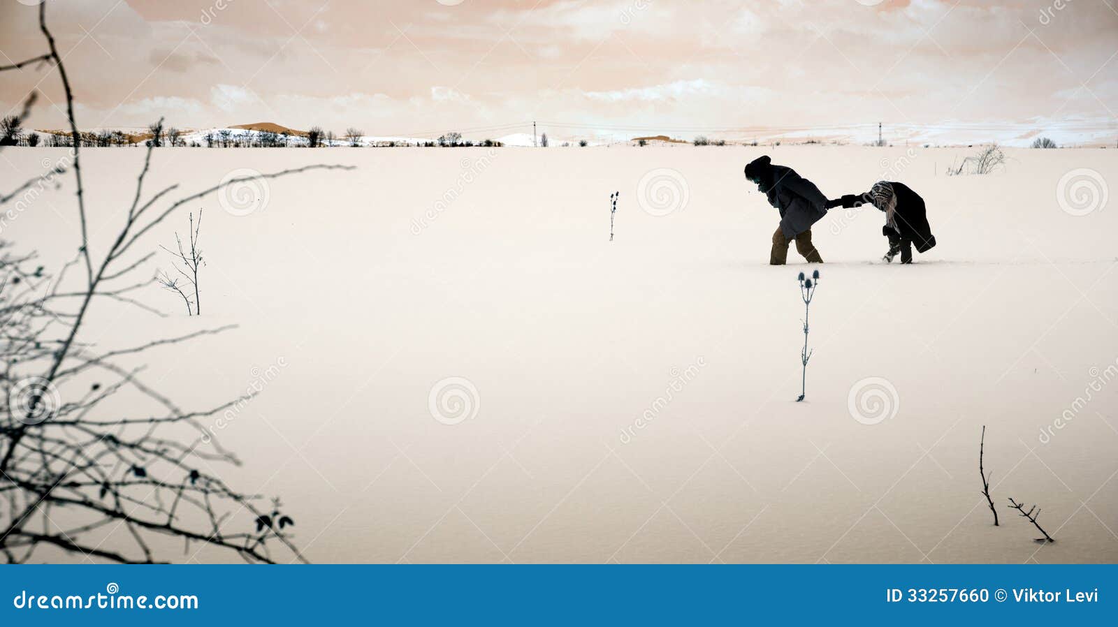 Winter Struggle Lost Couple Stock Photo - Image of winter, cold: 33257660