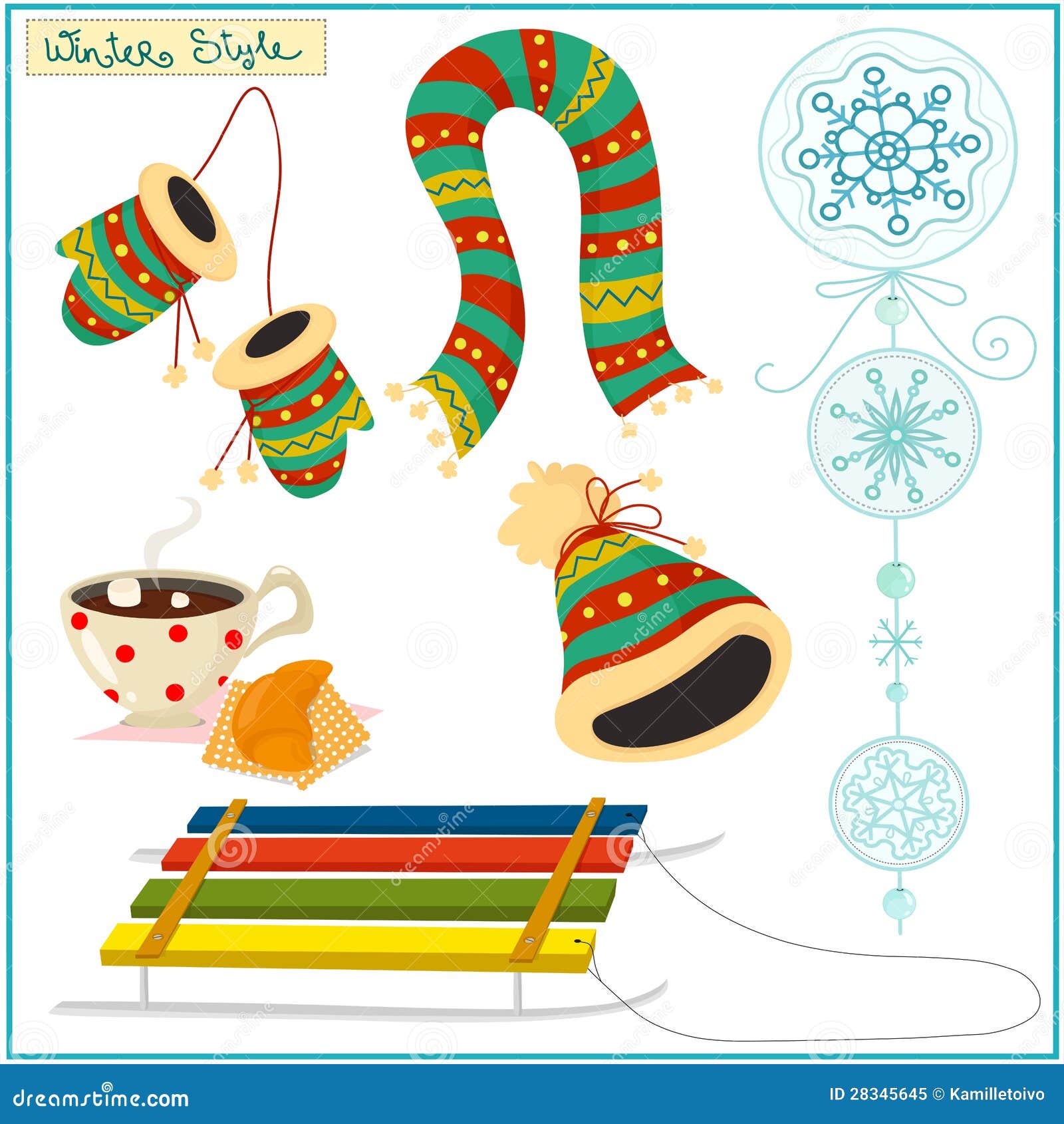 Winter style stuff stock illustration. Illustration of coffee - 28345645
