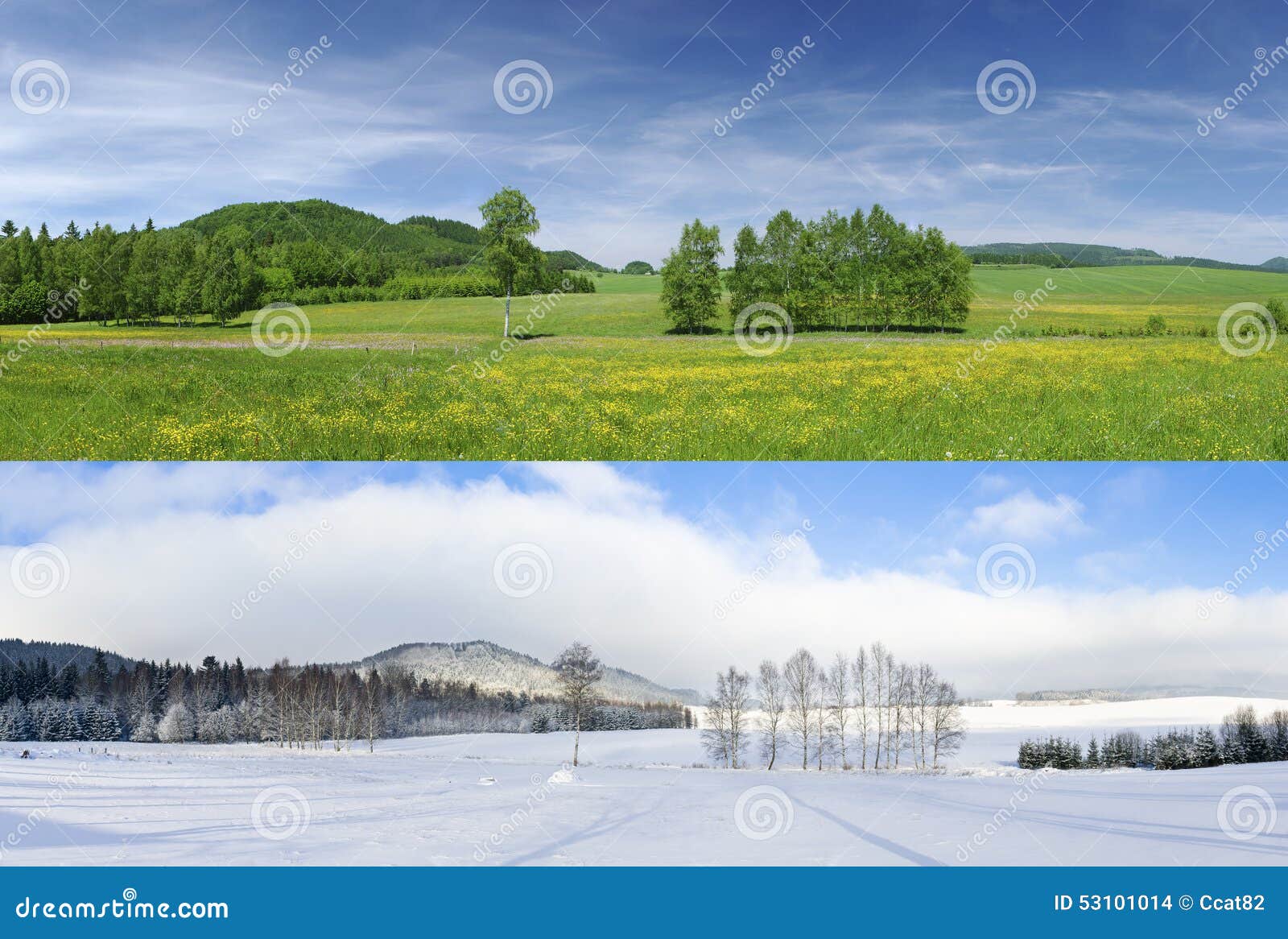 Winter and summer stock photo. Image of country, panorama - 53101014