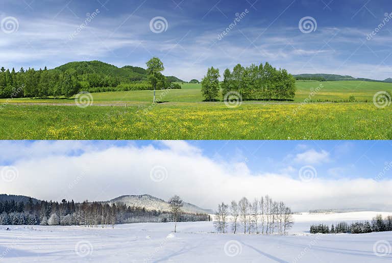 Winter and summer stock photo. Image of country, panorama - 53101014