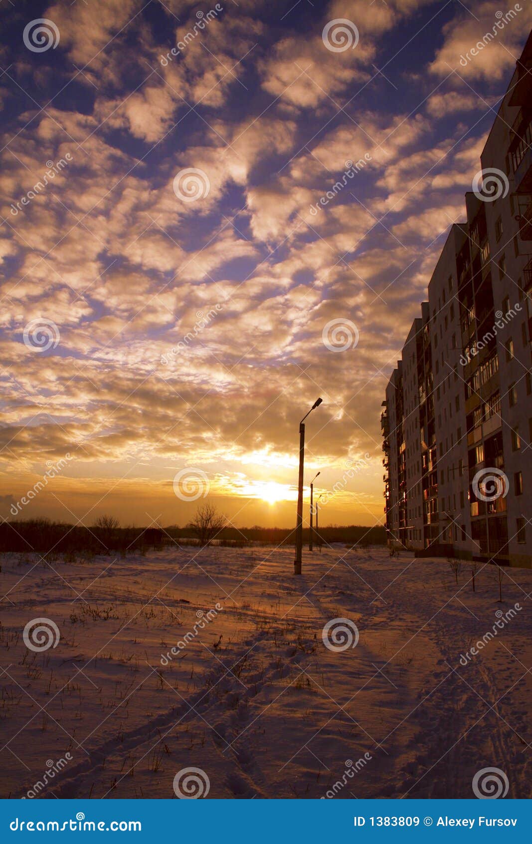 Winter sunset stock image. Image of snow, overcast, cloud - 1383809