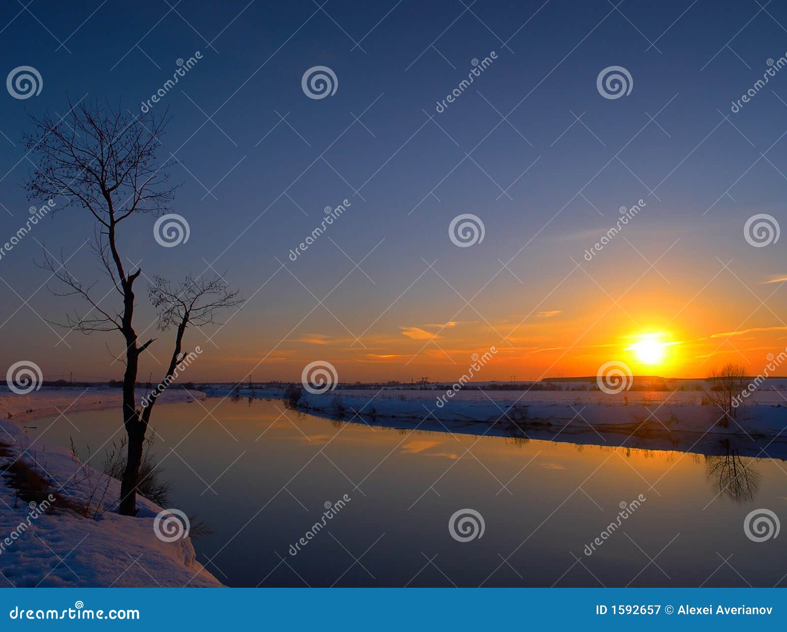 Winter sunset stock image. Image of nature, landscape - 1592657
