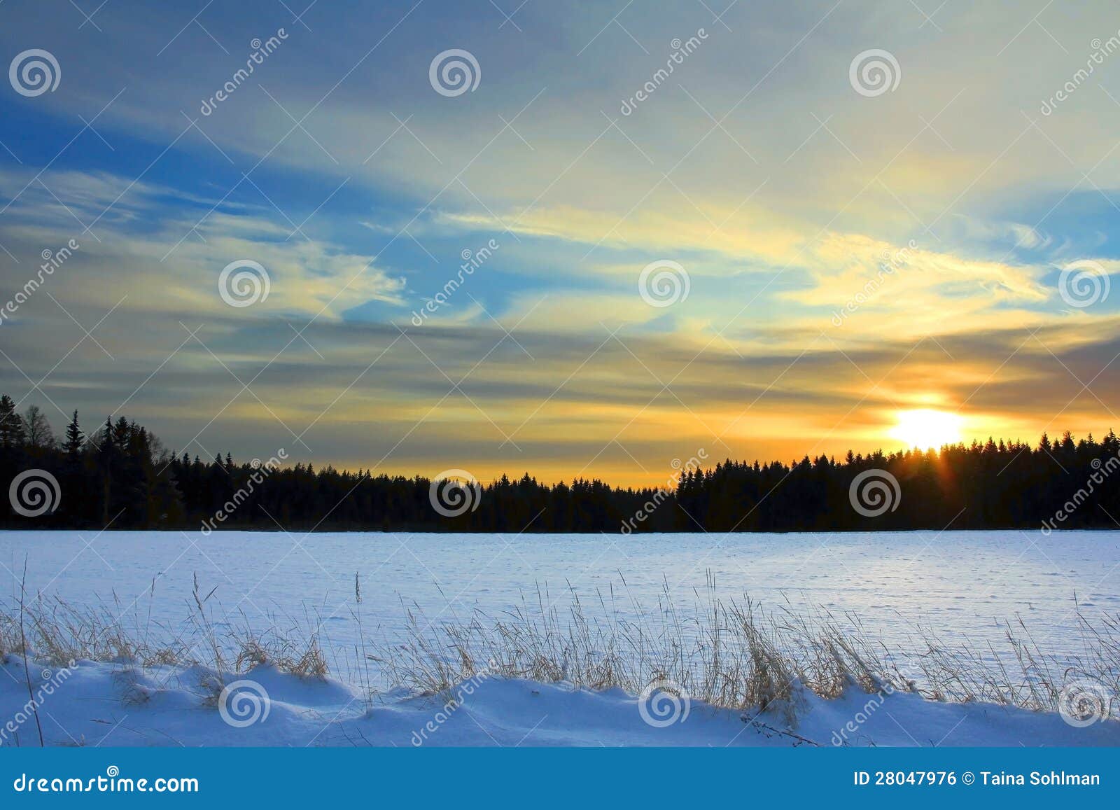 Winter Sunset in Finland stock photo. Image of country - 28047976