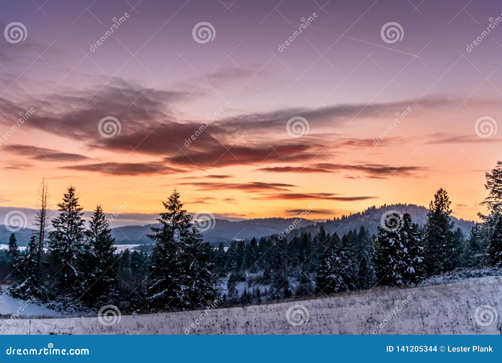 Winter Sunset in Idaho stock photo. Image of trip, winter - 141205344