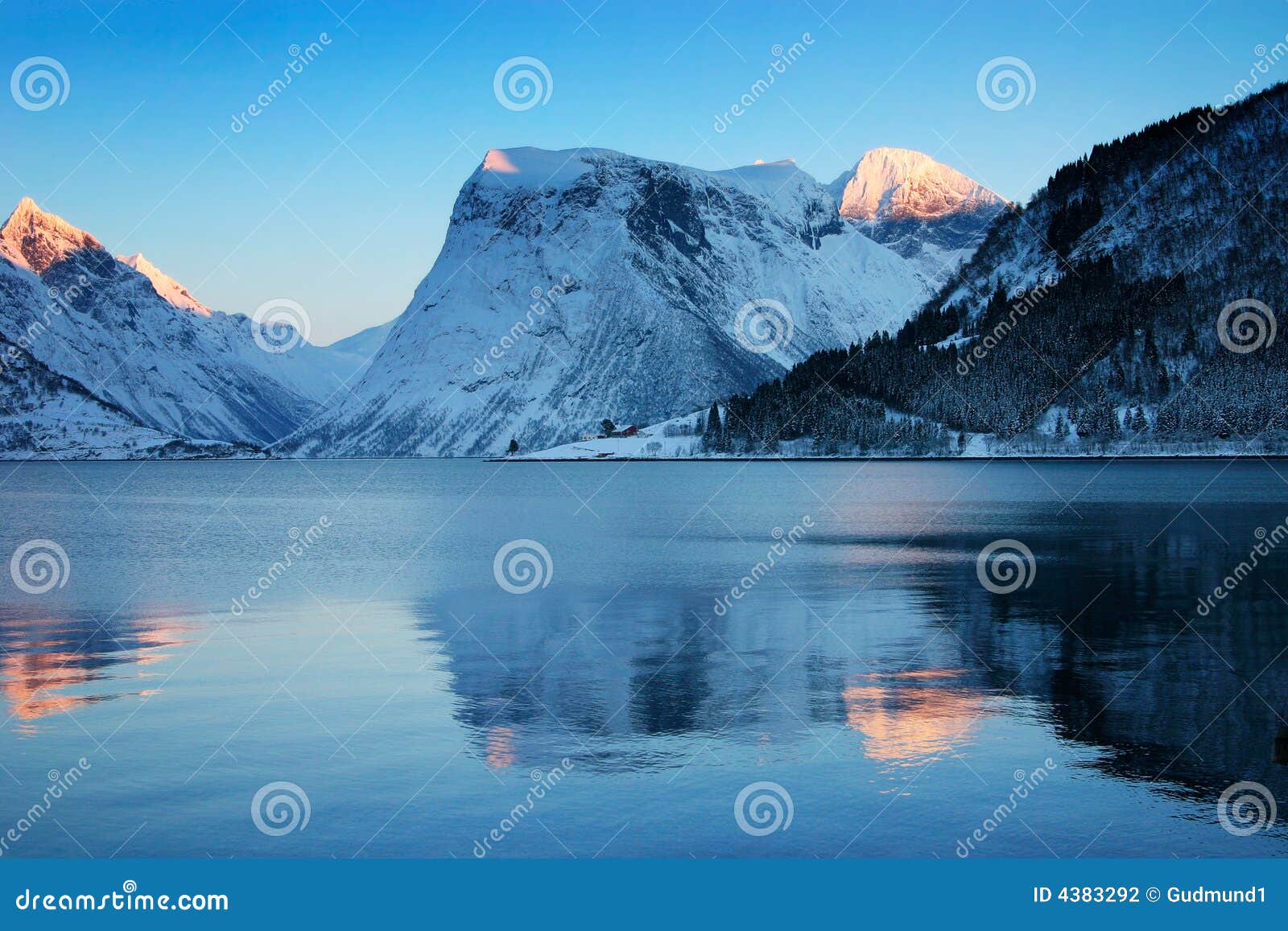 Winter Sunset, Norwegian Coast Stock Photo - Image of snowy, peaks: 4383292