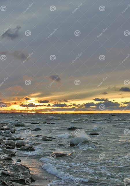 Winter sunset on the sea stock image. Image of blue, scenes - 2787465
