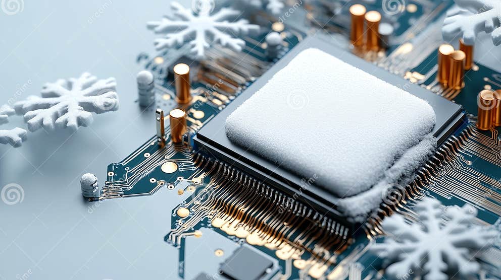 Frozen Circuit Board Technology Winter Technology Cooling Efficiency ...