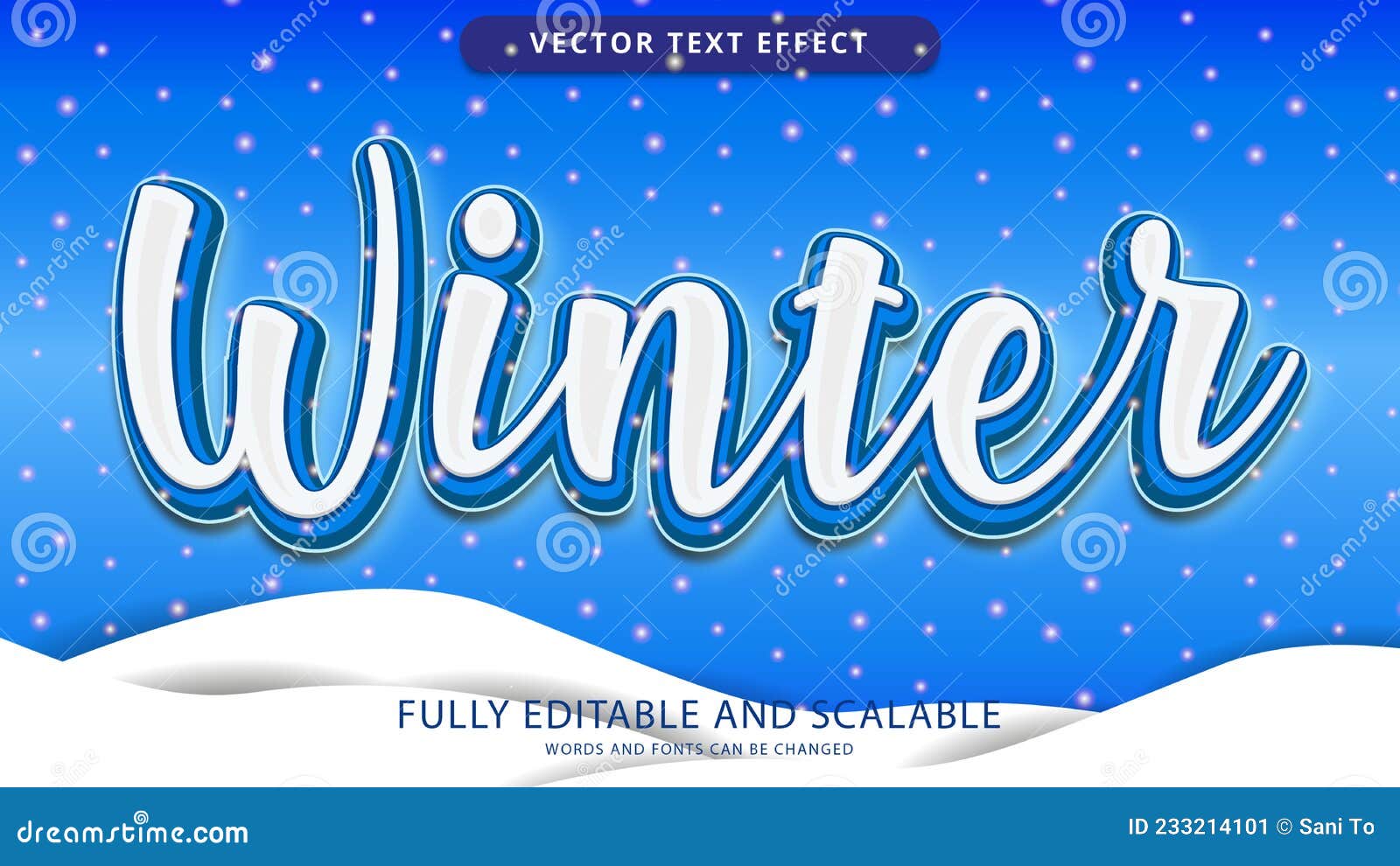 Winter Text Effect Editable Eps File Stock Vector - Illustration of ...