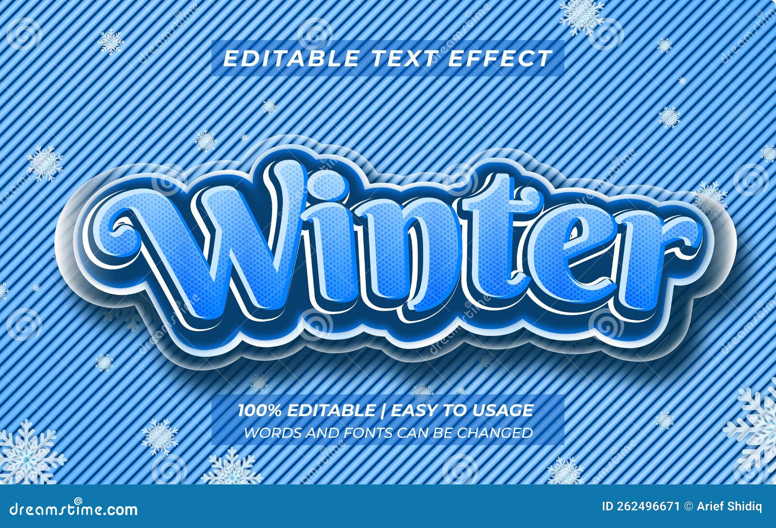 Winter Text Effect in Modern 3d Style Stock Vector - Illustration of ...