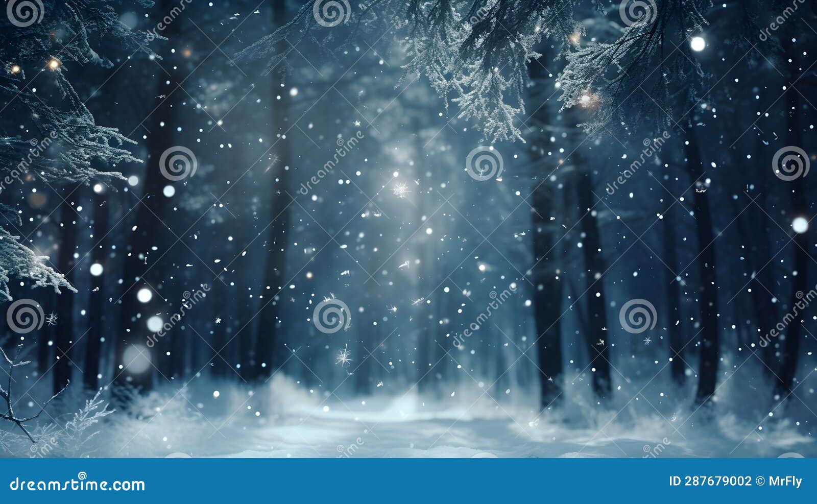 Winter Theme Background of Forest Full of Snow and Snowfall Stock ...