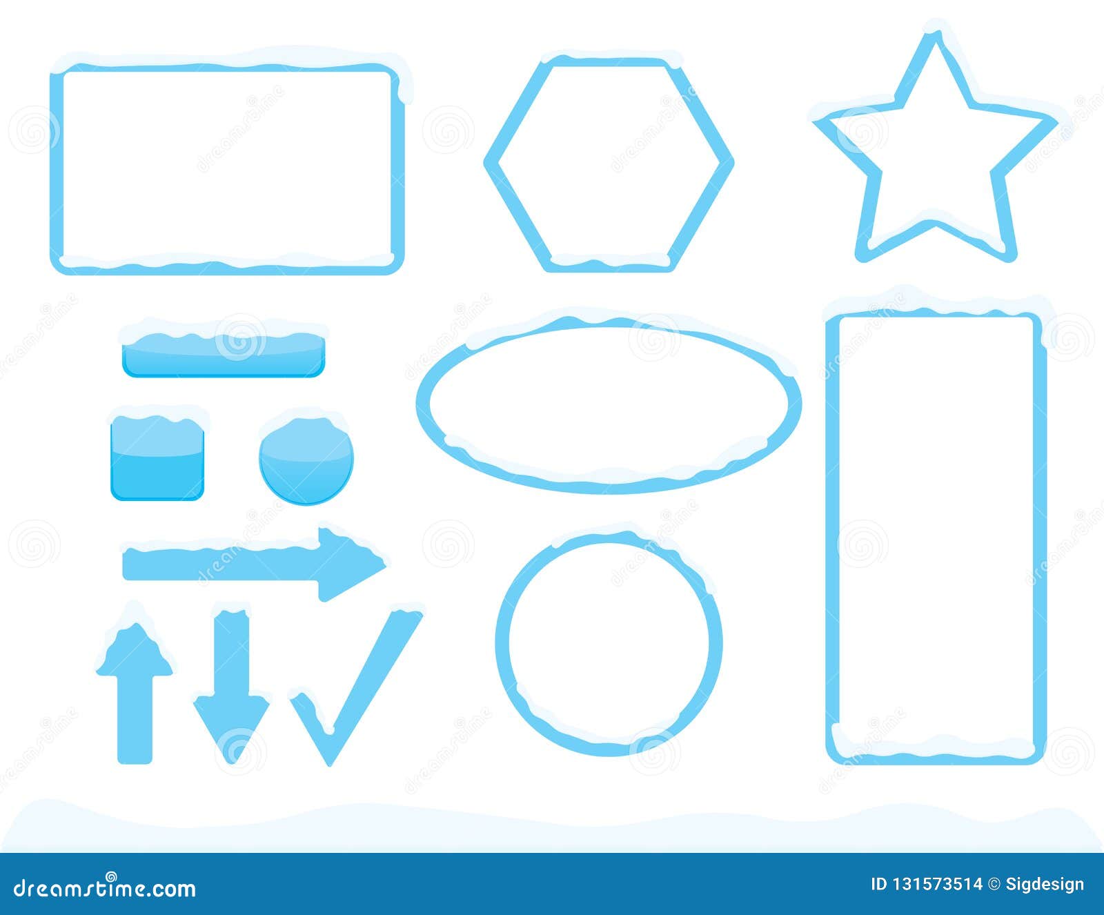 Winter Theme Frames and Buttons Shapes with Snow Stock Vector ...