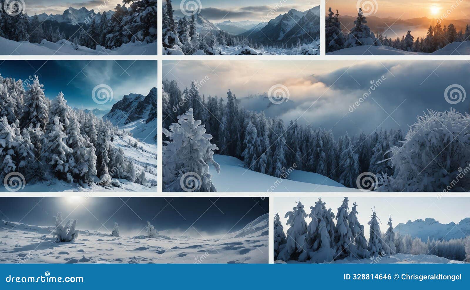 Winter Theme Horizontal Picture Collage Banner Ai Generated Stock ...