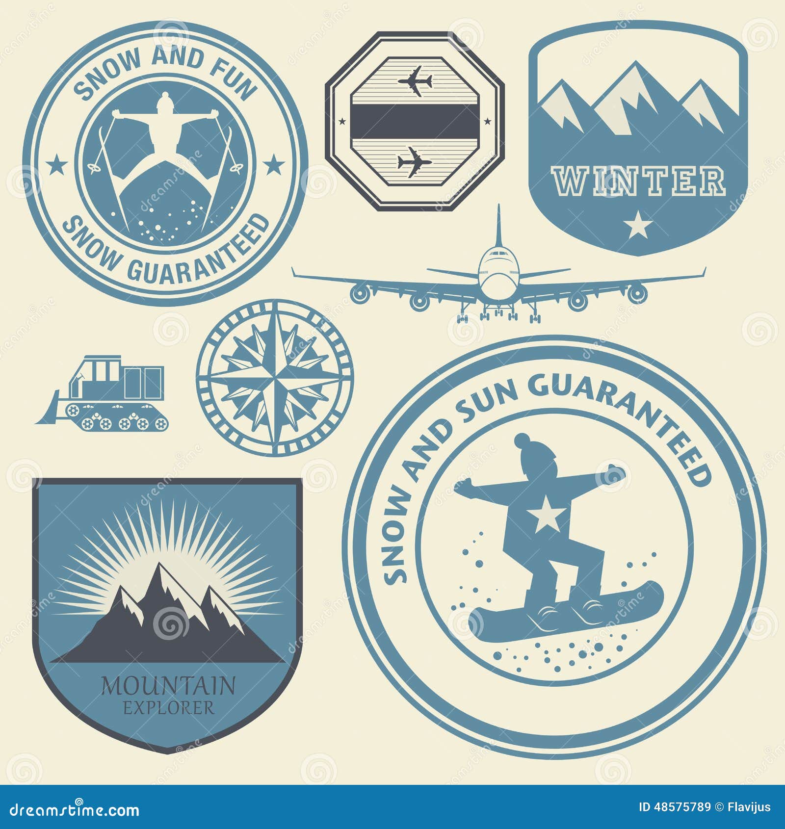 Winter Theme Stamps or Labels Set Stock Vector - Illustration of notice ...