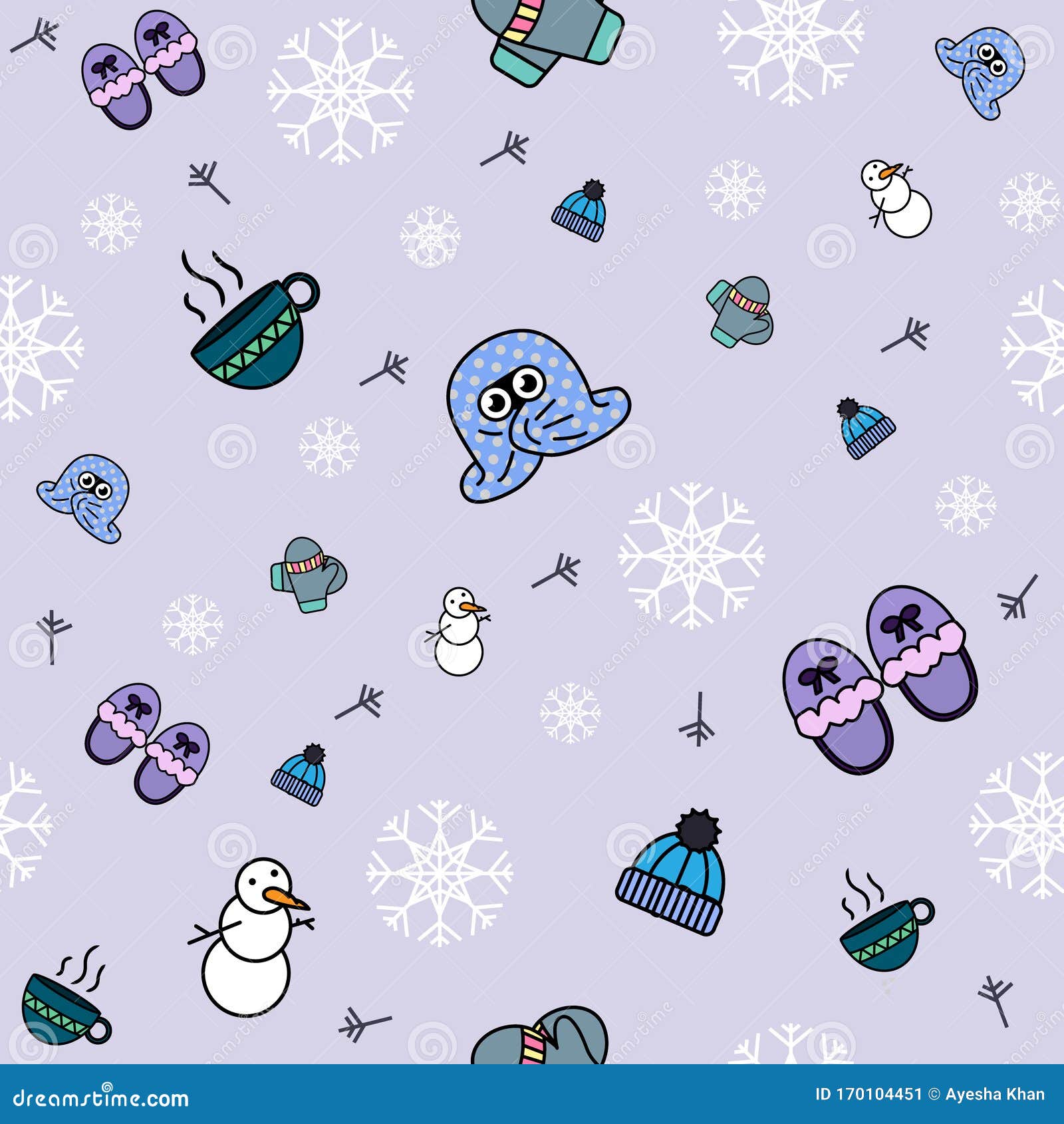 Purple Winter Themed Seamless Repeat Pattern Stock Vector ...