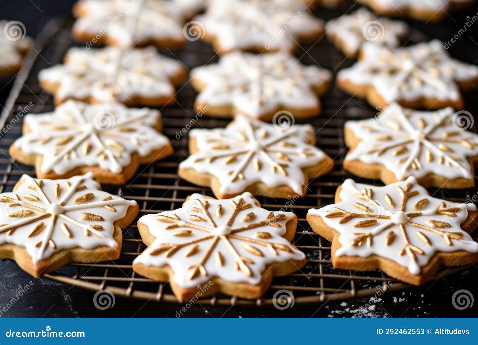 Winter-themed Royal Icing Cookies Cooling on a Wire Rack Stock Image ...