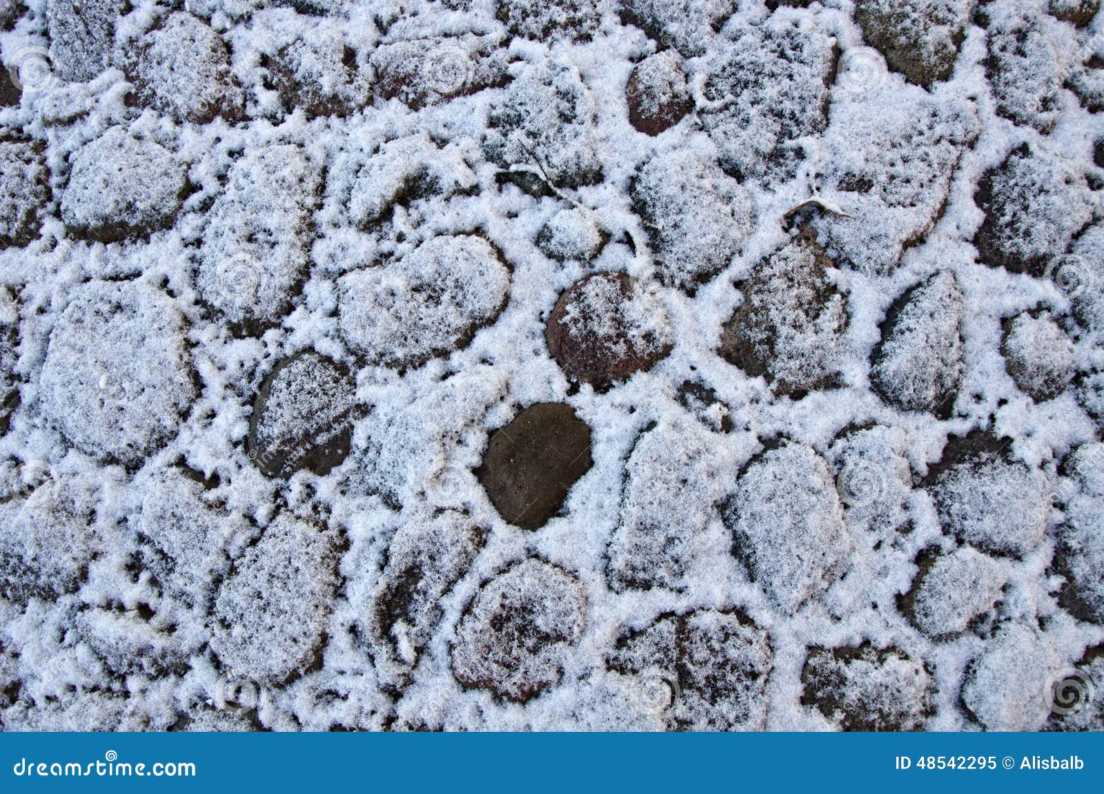 Winter Time Cobblestone Pavement Background Stock Image - Image of ...