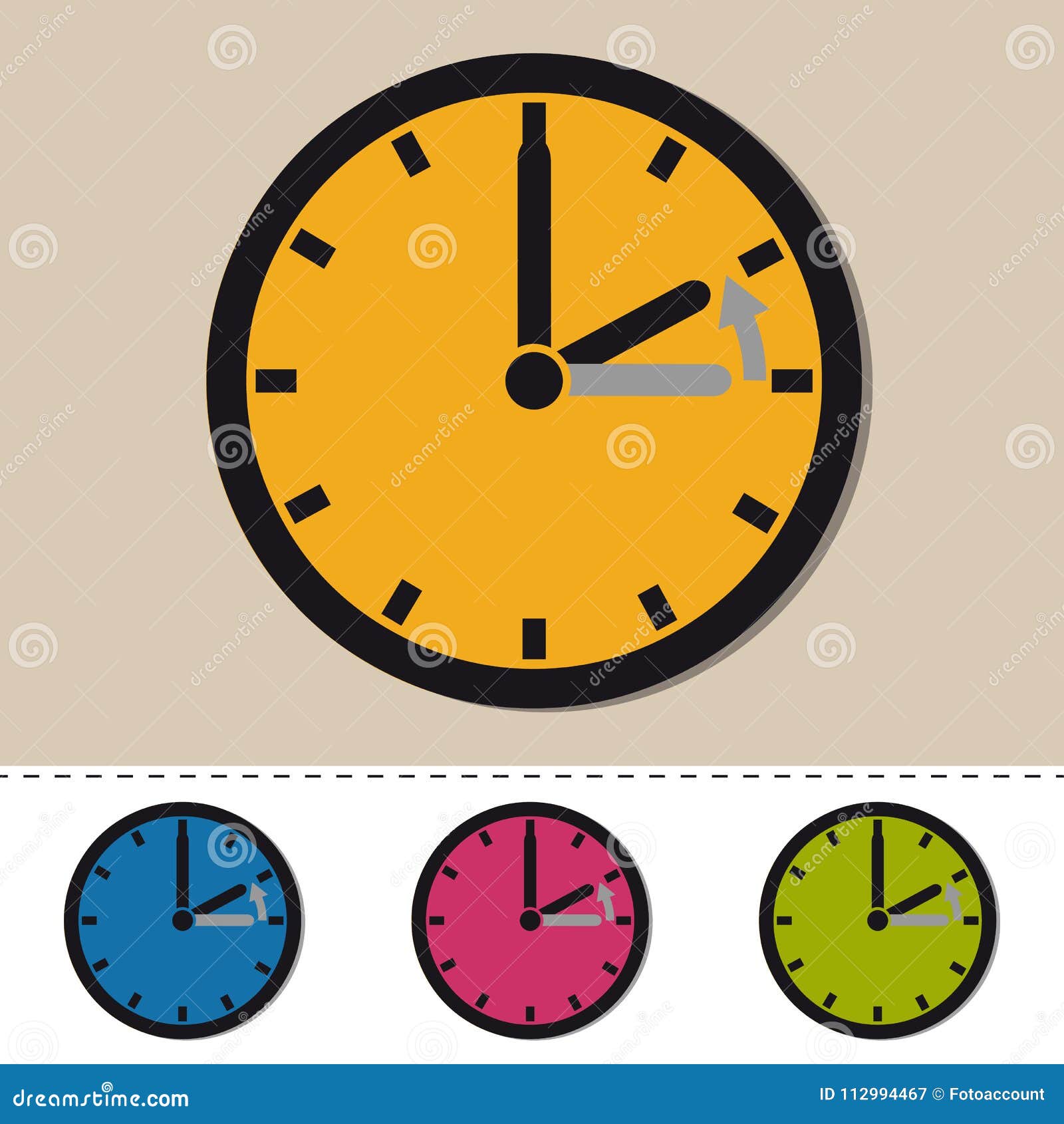 Winter Time - Time Lag Back - Colorful Vector Icon Set - Isolated on ...