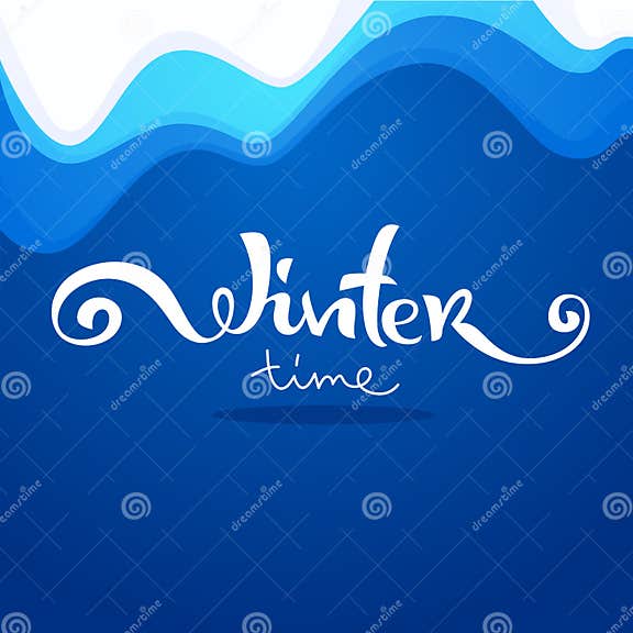 Winter Time, Vector Abstract Bckground with Lettering Composition Stock ...