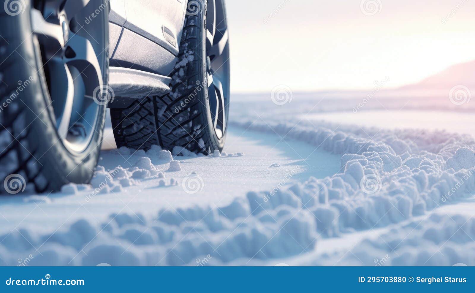 Winter Tires on a Car in the Snow, AI Stock Illustration - Illustration ...