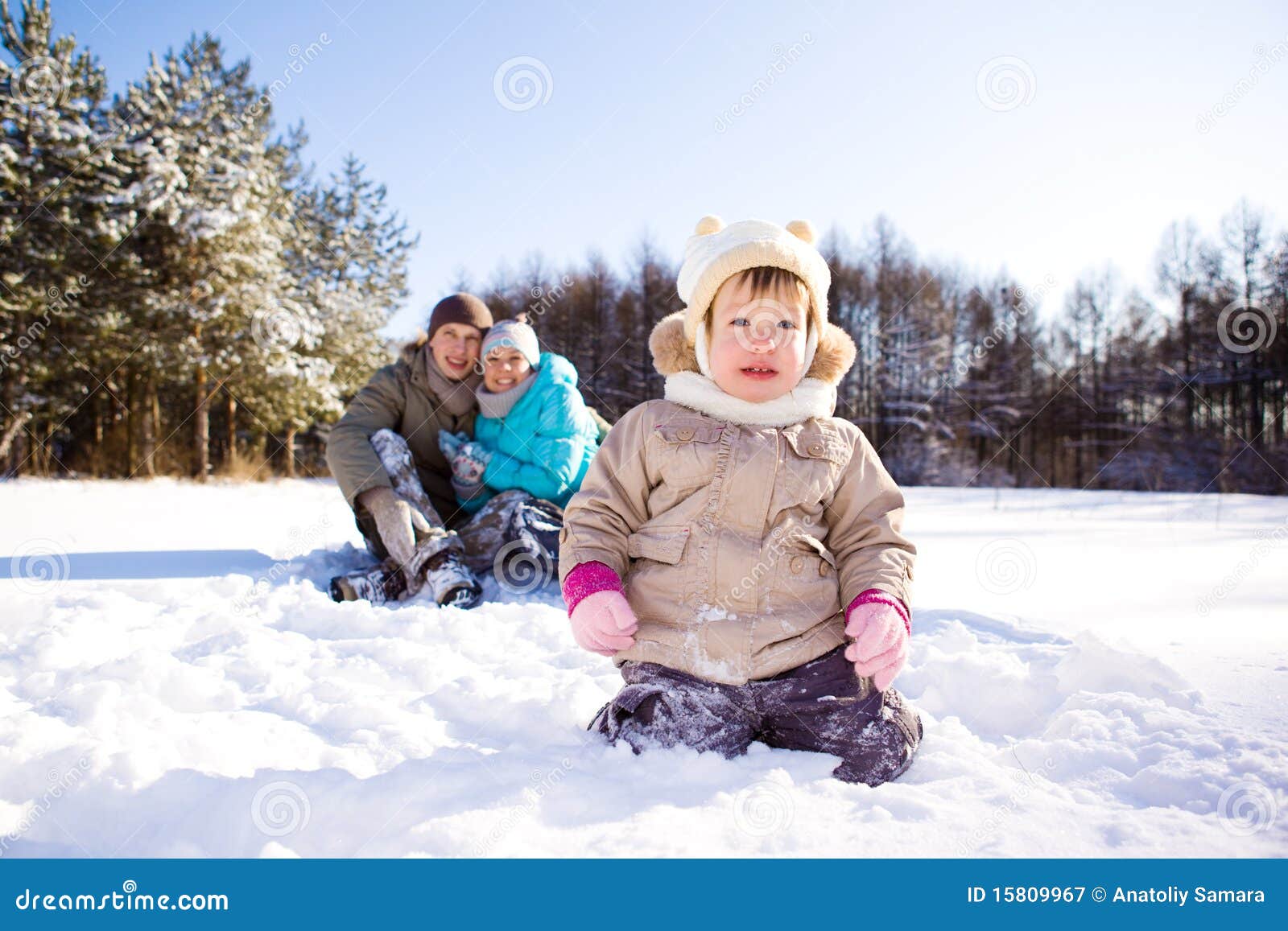 Winter Toddler and Her Parents Stock Image - Image of nature, lovely ...