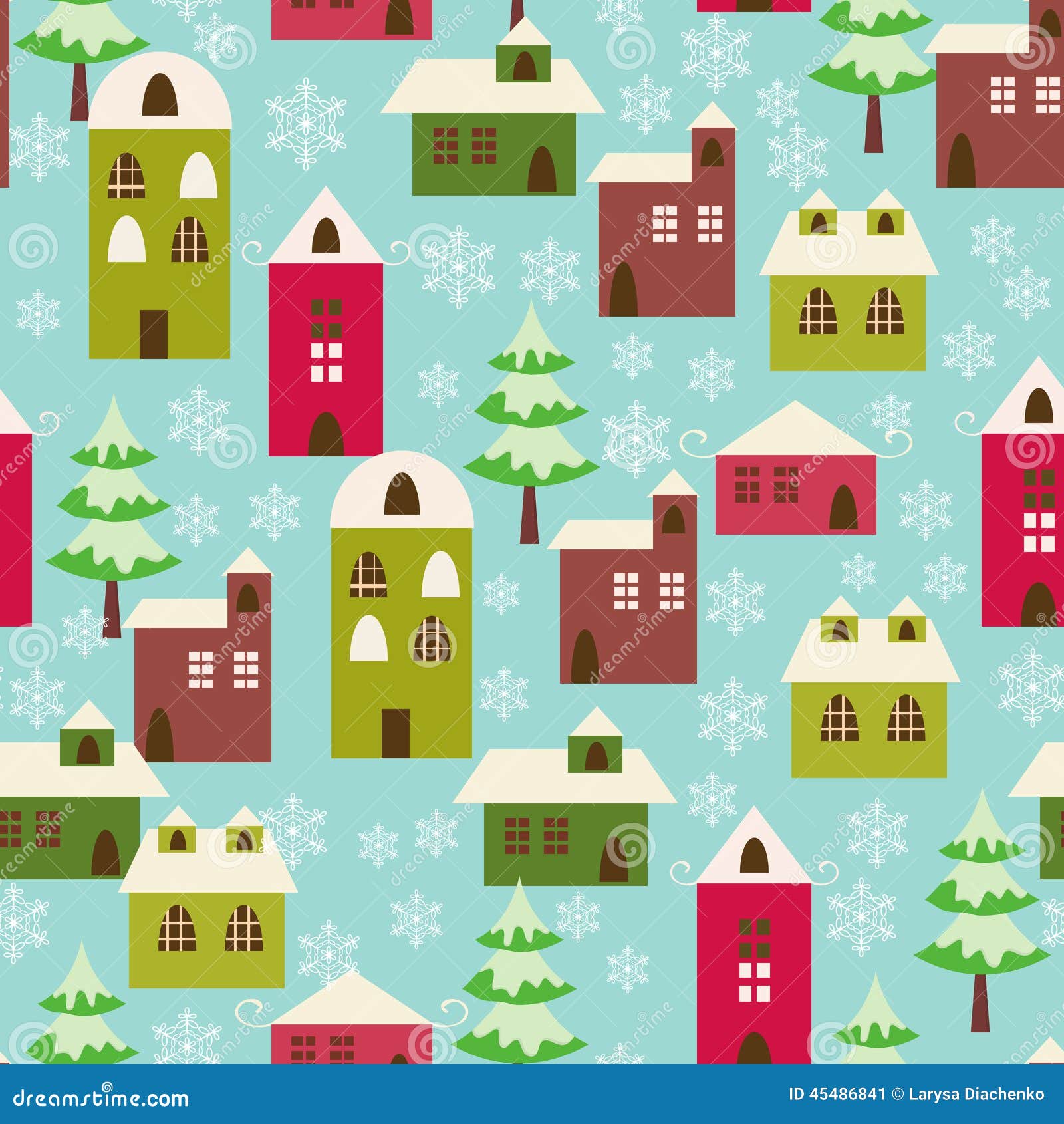 Winter town stock vector. Illustration of holiday, frost - 45486841