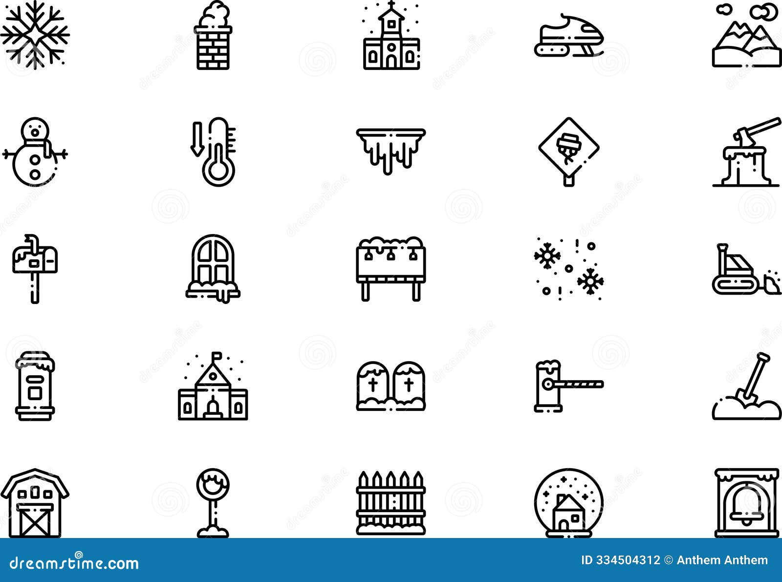 Winter Town Icons Collection is a Vector Illustration with Editable ...