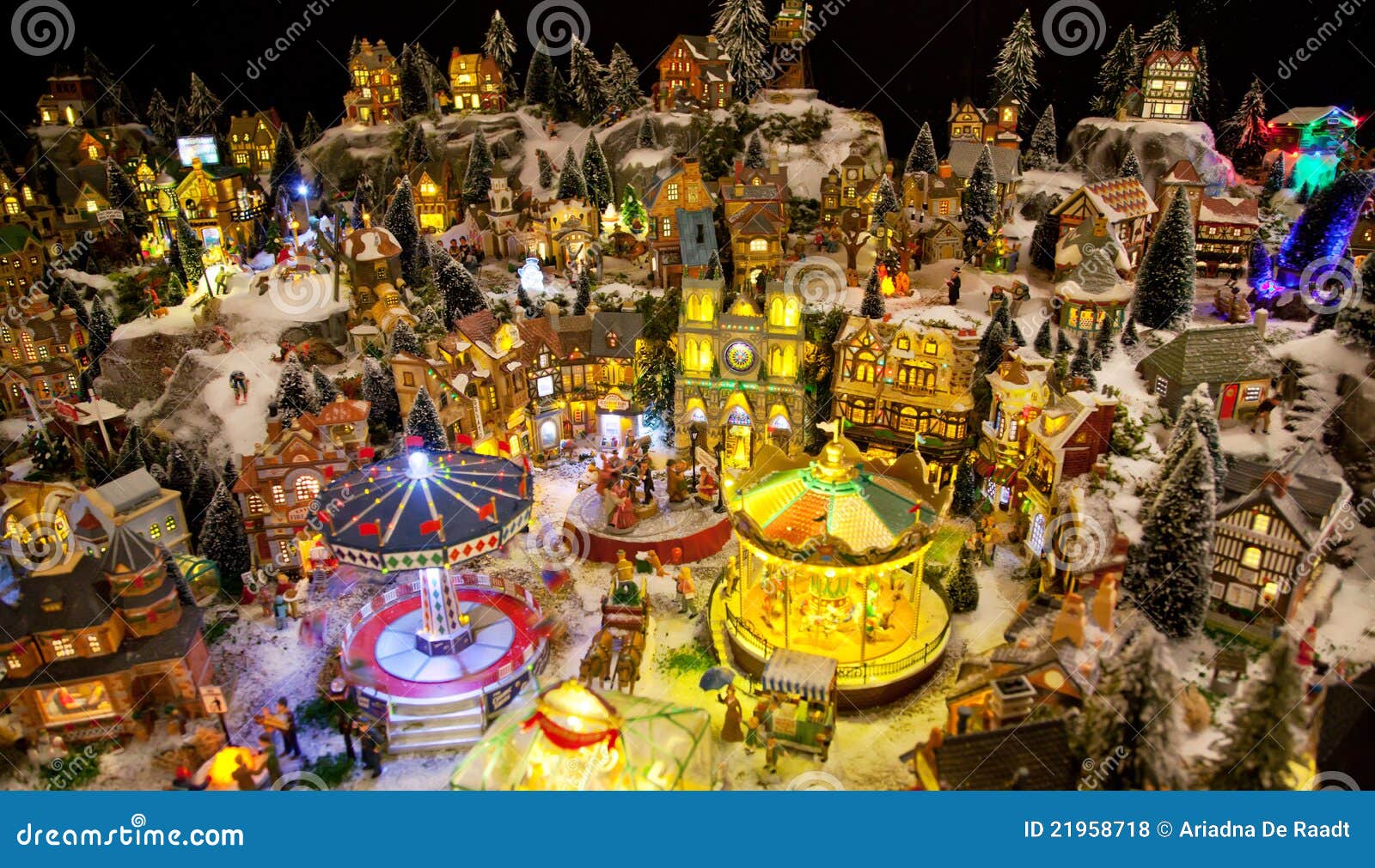 Winter toy village stock photo. Image of cold, illuminated - 21958718