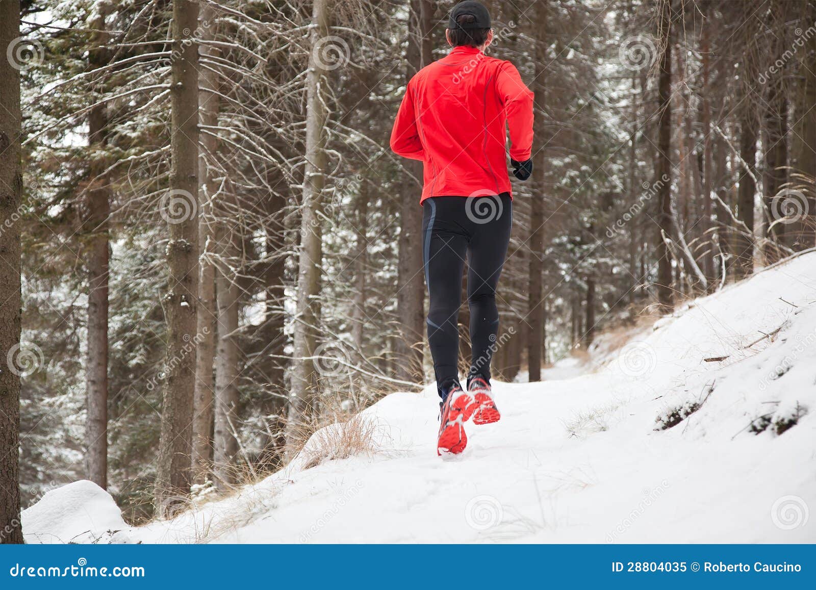 Winter trail running stock image. Image of mountain, alone - 28804035