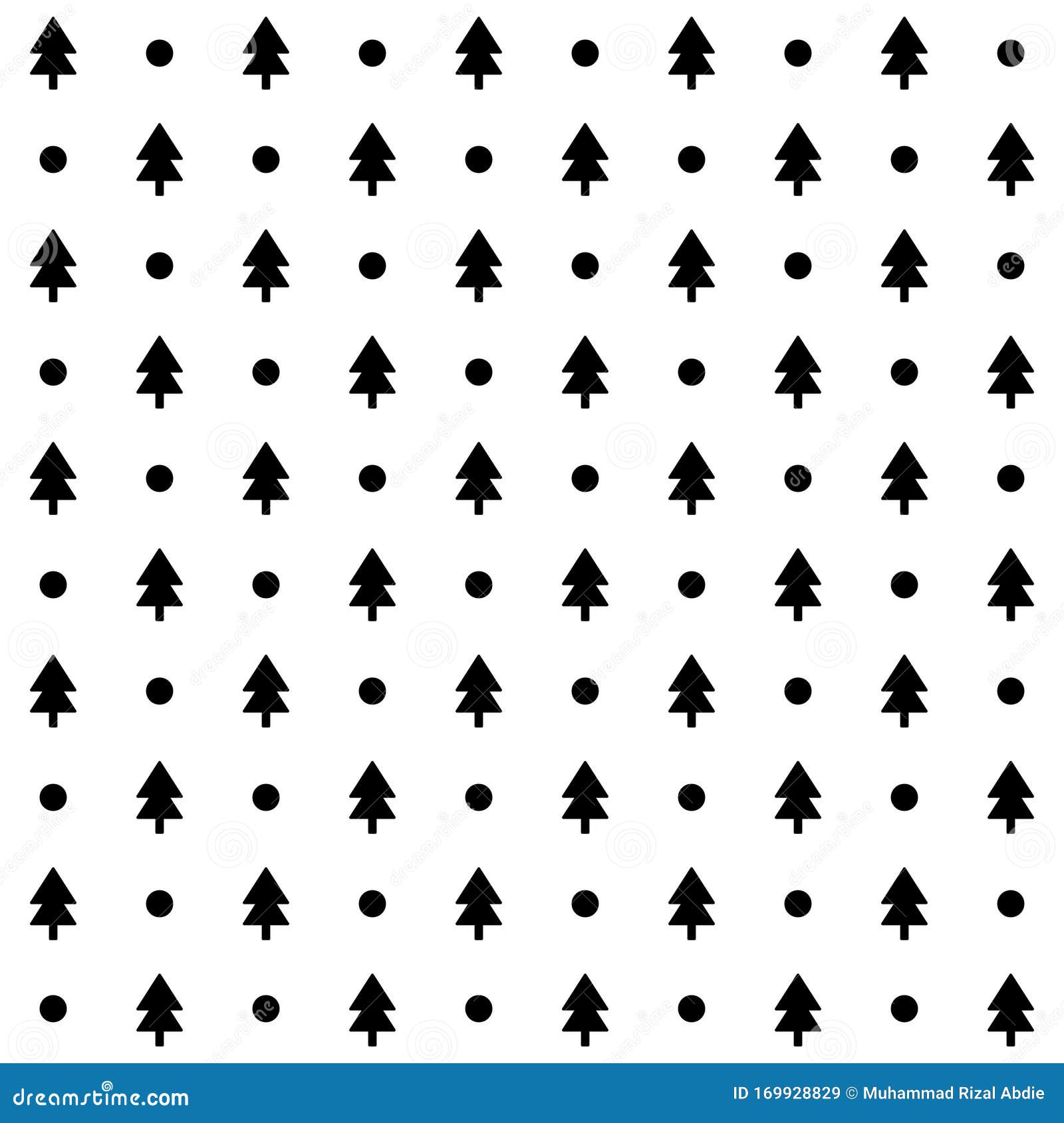 Winter Tree and Black Dot Seamless Monochrome Pattern Stock Vector ...