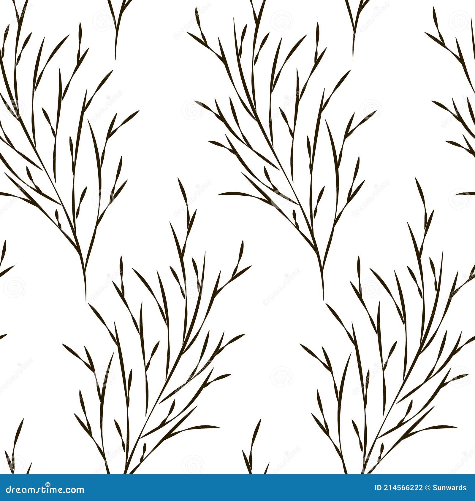 Winter Tree Branches Seamless Pattern, Old Dry Tree Branches, Seamless ...