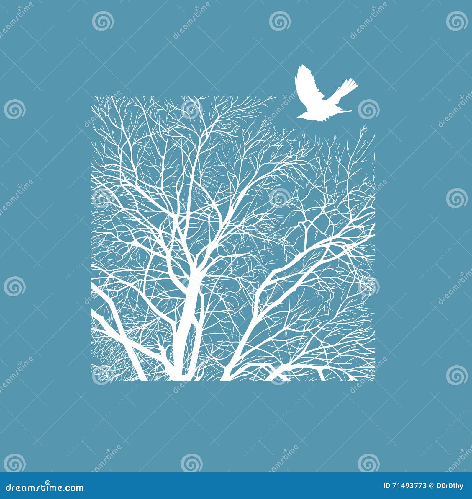 Winter tree in a square stock vector. Illustration of drawn - 71493773
