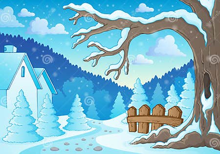 Winter tree theme image 2 stock vector. Illustration of cartoon - 33546168