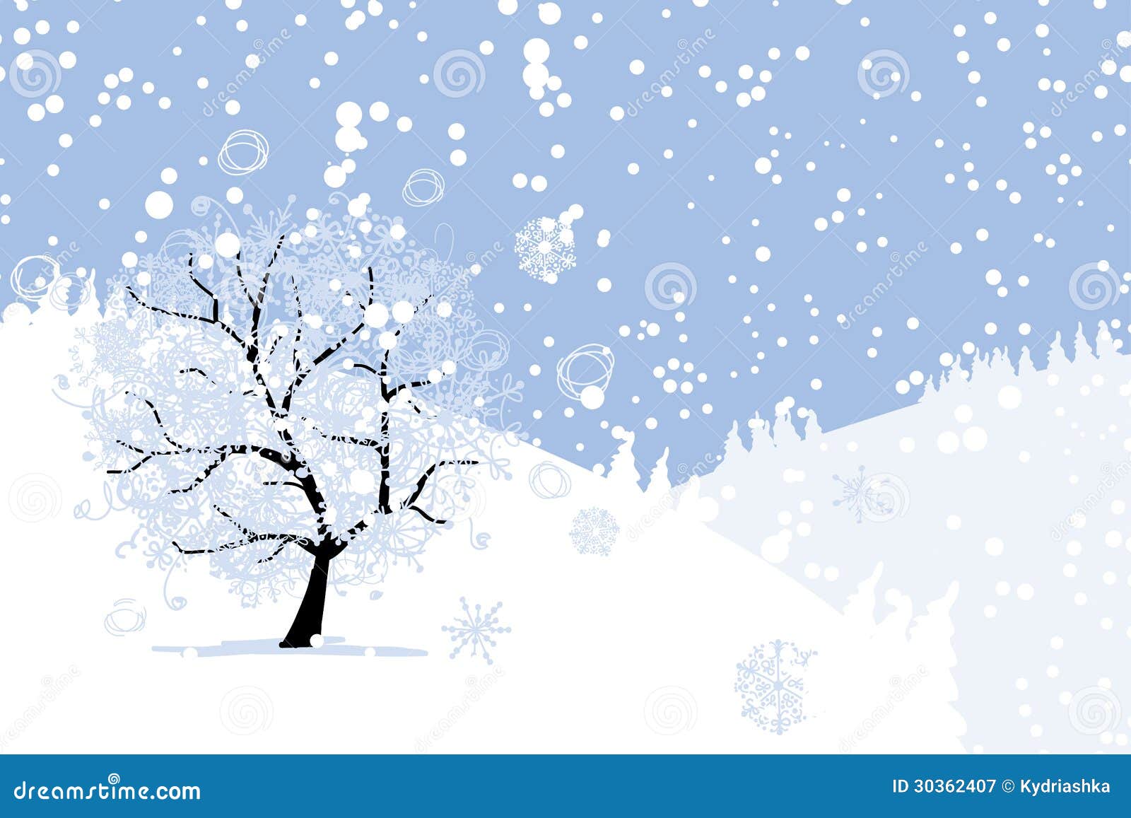 Winter Tree for Your Design. Christmas Holiday. Stock Vector ...