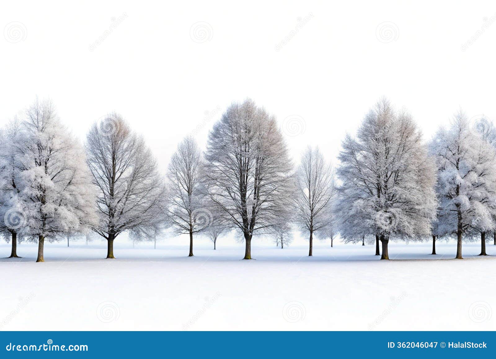 Winter Trees Border Isolated on White Stock Illustration - Illustration of cold, peaceful: 362046047